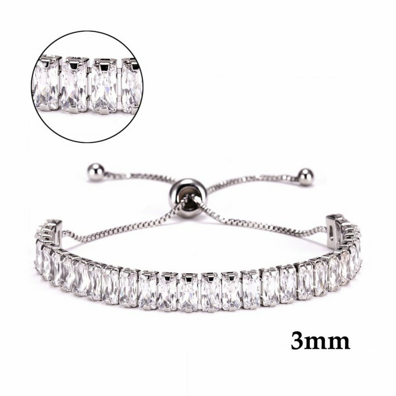 Fashion Cubic Zirconia 925 Silver Plated Bracelets Crystal Chain Women ...
