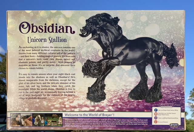 Set 2 BREYER HORSE Obsidian Black Unicorn Stallion Model & RETIRED LE ...