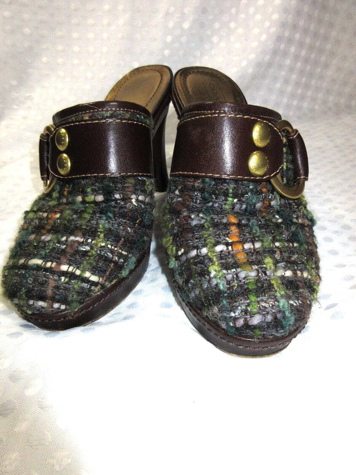 Coach "Claude" Boucle Tweed Fabric Mule Heels Made in… - Gem