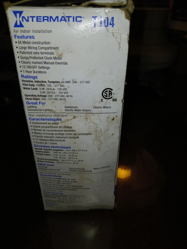 Intermatic T104 24Hour Mechanical Time Switch 208V–277V Double Pole ...