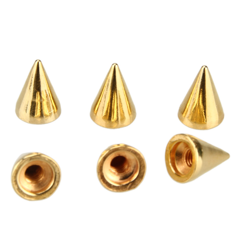 200 PCS Trendy 10MM Silver Spots Cone Screw Metal Studs Rivet Bullet ...