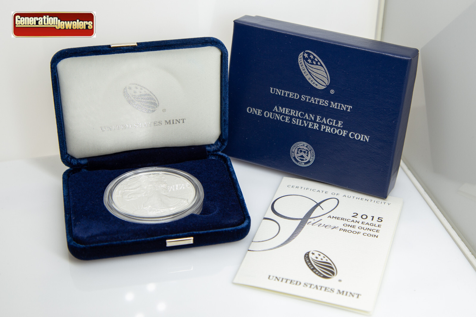 2015-W $1 American Eagle Dollar Coin One Ounce Proof Silver Bullion COA ...