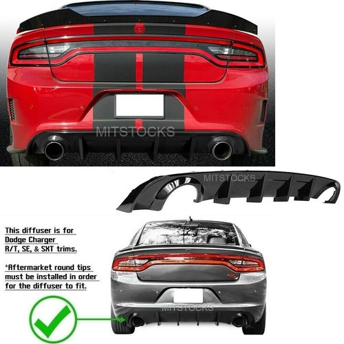 Fits 15-22 Dodge Charger Base RT SXT SE Rear Bumper Lip Diffuser Gloss ...
