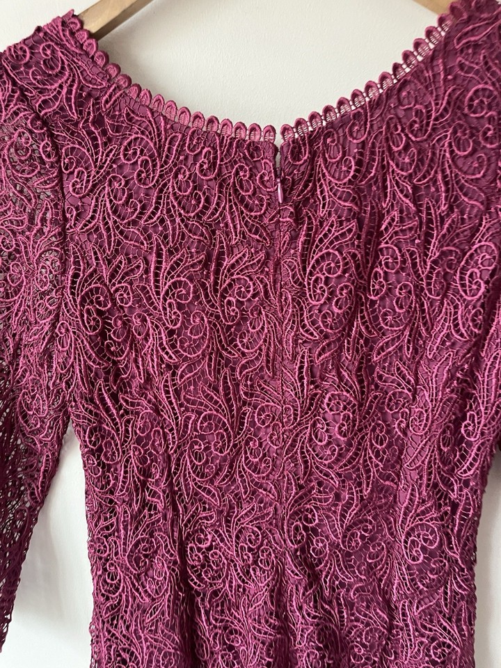 Kaliko Size 8 dark pink embroidered lace evening dress cruise Xmas ...