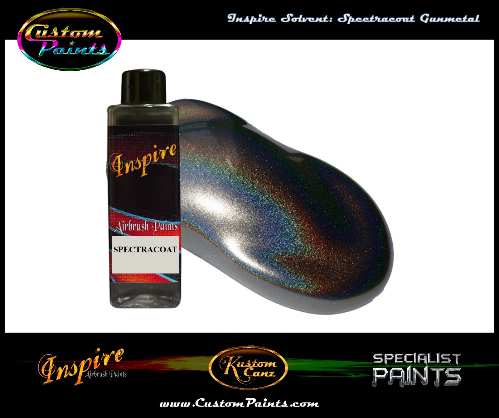 INSPIRE SPECTRACOAT GUNMETAL 4oz AIRBRUSH, CUSTOM PAINT, SPECTRAFLAIR ...