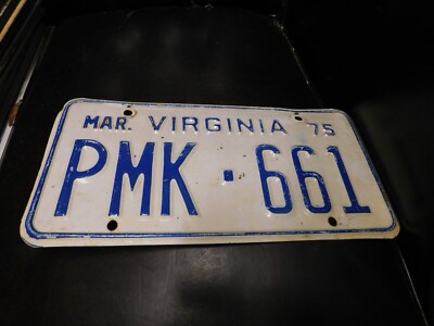 Virginia License Plate VA # PMK 661 Tag Expired on or before 1975 | eBay