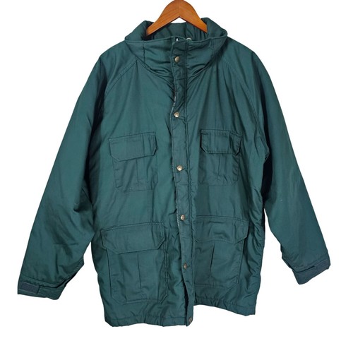 VTG Woolrich Green Full Zip Barn Jacket L Plaid Wool Lining Chore Coat ...