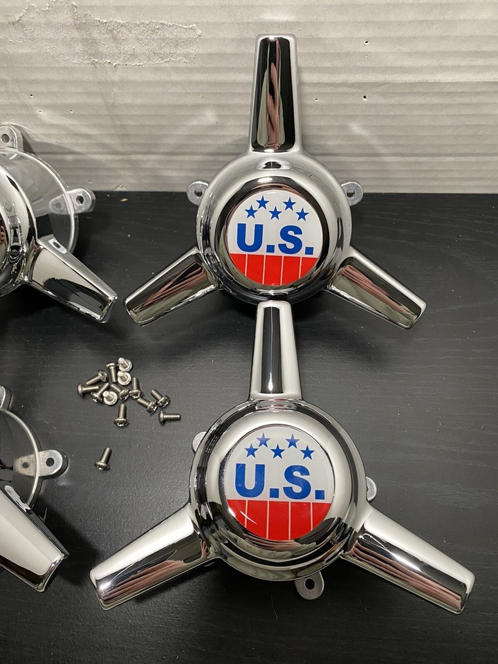 (4) U.S MAG SPINNERS CENTER CAPS 5 LUG U.S MAG WHEELS, 2"1/8 SPACING ...
