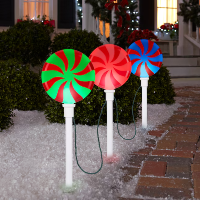 Led Lollipop Pathway Lights 10 Pieces Christmas LED Lollipop String