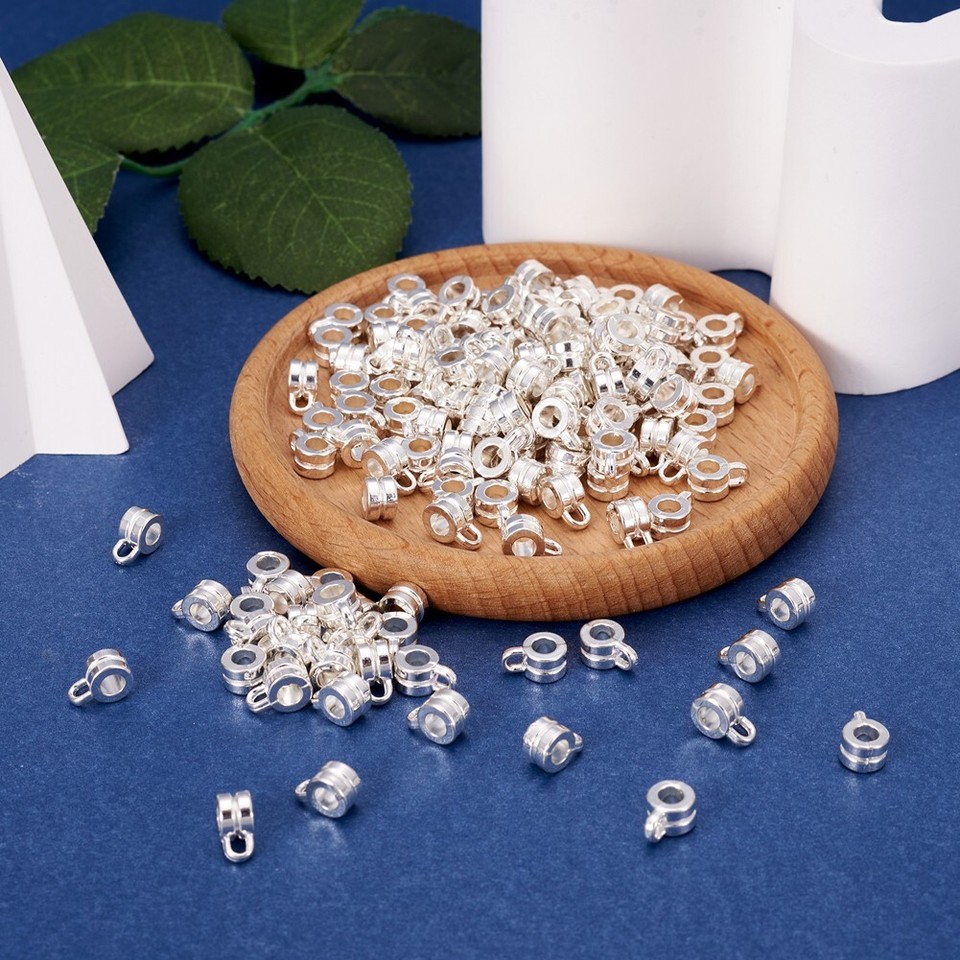 200x Column Silver ALloy Tube Bails Loop Bails Bail Beads Jewelry ...