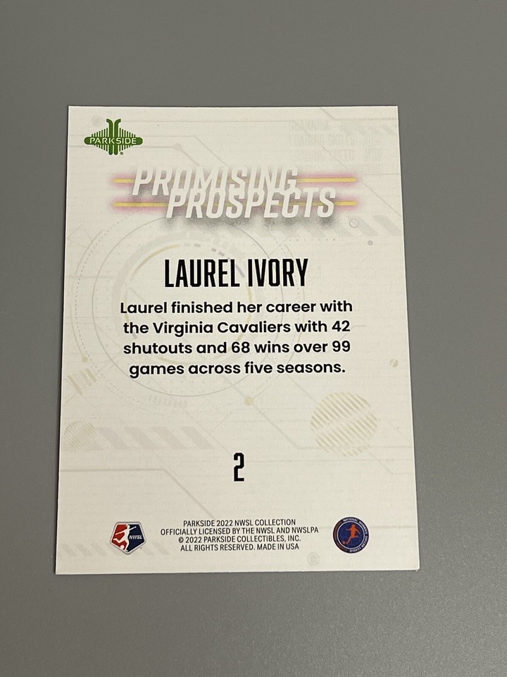 Laurel Ivory 2022 Parkside NWSL Red Promising Prospects #2 OL Reign | eBay