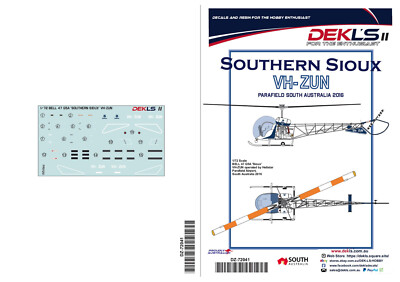 1/72 Decals-Bell 47 Sioux - VH-ZUN 'Helistar' Parafield SA - DEKL's II ...