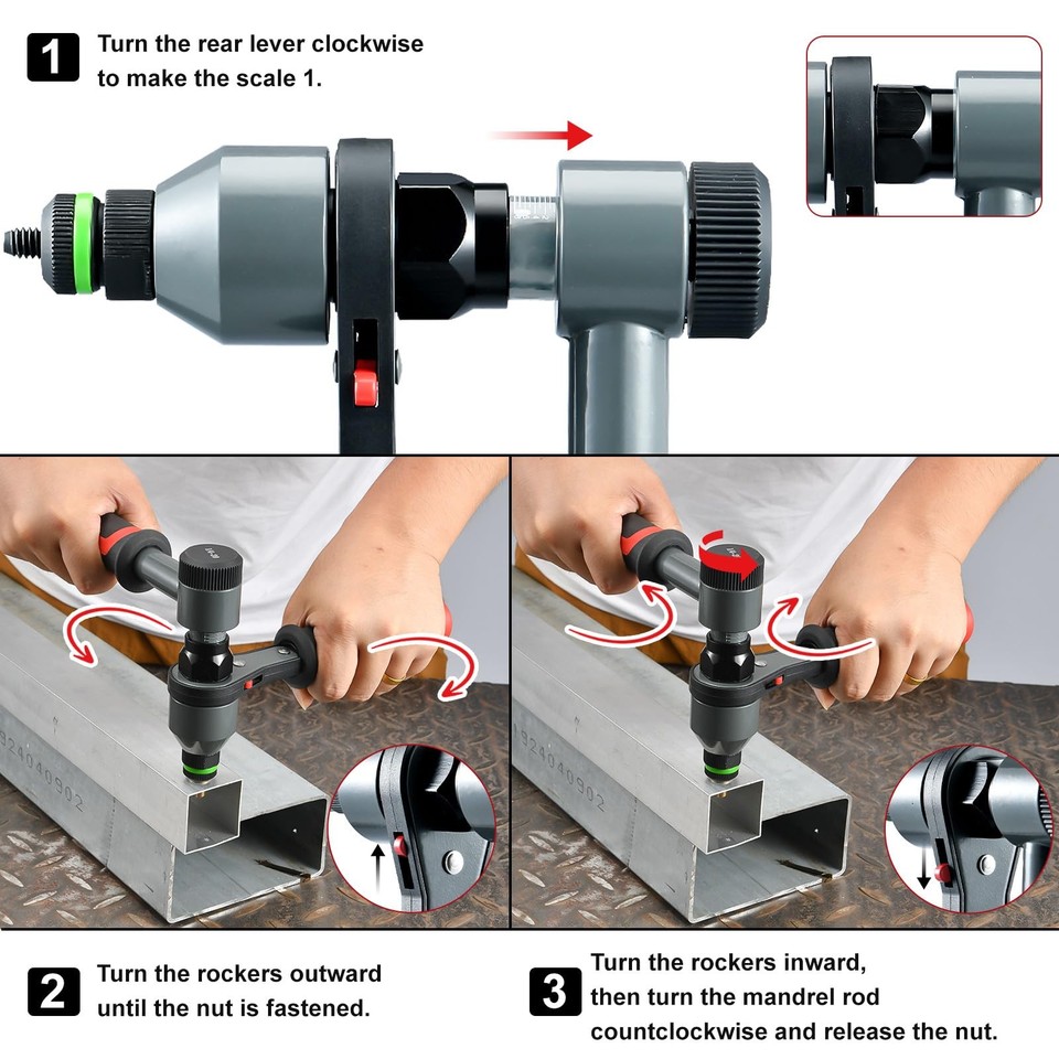 Rivet Nut Tool Kit Nutsert Gun Kit, Upgraded Rivnut Tool with 10 Metric ...