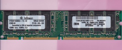 128MB PC-133 INFINEON HYS64V16300GU-7.5-C2 IBM 33L3074 PC133 3.3V SDRAM ...