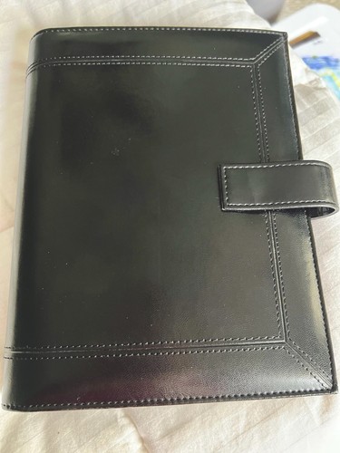 VTG Day Timer Planner Black Leather Made In USA '99 Unused Binder Snaps ...