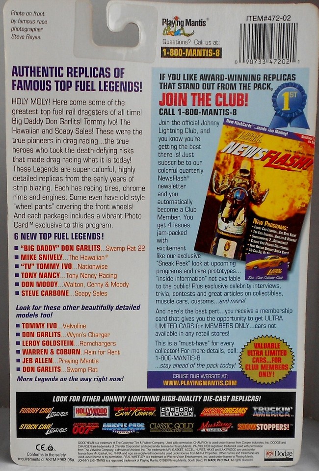 Johnny Lightning Top Fuel Legends Don Moody - Walton, Cerny & Moody 1: ...