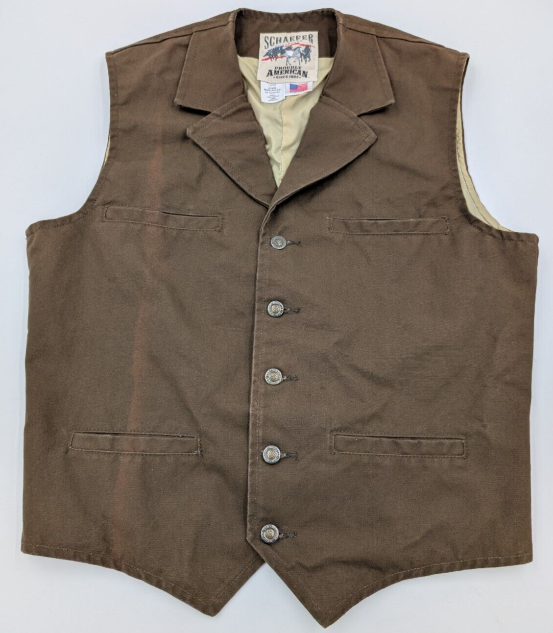 Schaefer Outfitter Vest Men's Size Large Ranger Canvas Western Rodeo ...