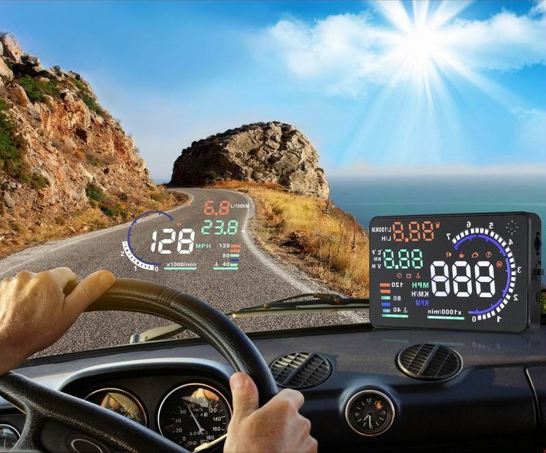 OBD II Car HUD Head Up Display 5.5'' Dash Screen Digital Speedometer ...