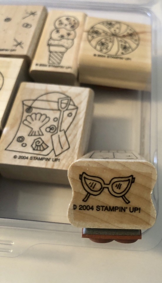 2004 Stampin Up SPARKLING SUMMER 11pc RUBBER INK STAMP SET Beach Never ...