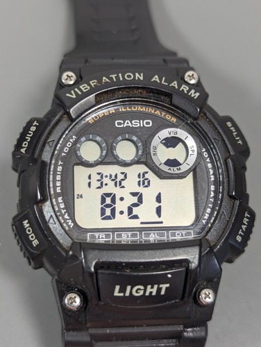 Casio Super Illuminator Vibration Alarm Wrist Watch Black Grey Silver ...