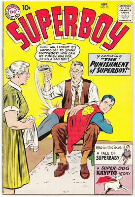 Silver Age DC SUPERBOY #75 vol 1 Child abuse Spanking cover VF+ | eBay