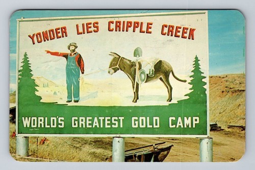 Divide CO-Colorado, Sign to Cripple Creek, Antique Souvenir Vintage ...
