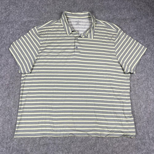 Fabletics Polo Shirt Mens 3XL Gray Green Striped Performance Stretch ...