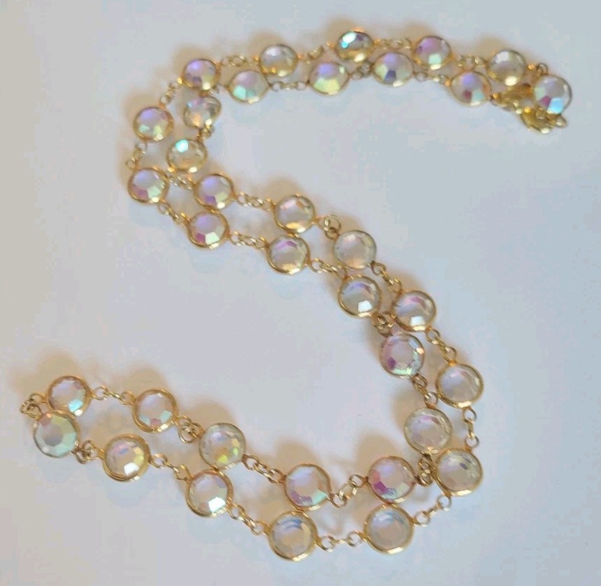 Rare Signed SWAROVSKI Swan Logo Aurora Borealis Bezel Set Vintage 23 ...