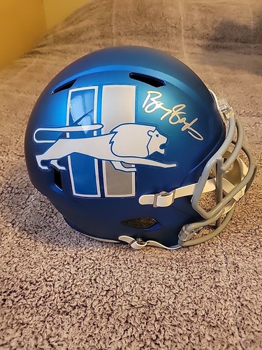 Barry Sanders Signed Lions Alternate Blue Full Size Helmet -COA | eBay
