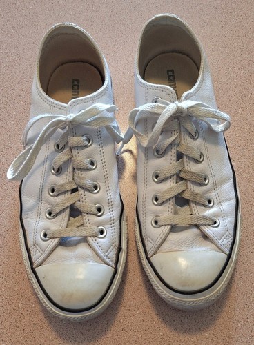 Real Leather Converse All Star Sneakers Mens 8 White | eBay
