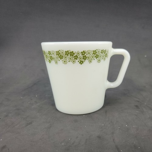 Vintage Pyrex Green Crazy Daisy Spring Blossom Milk Glass Coffee Cup ...