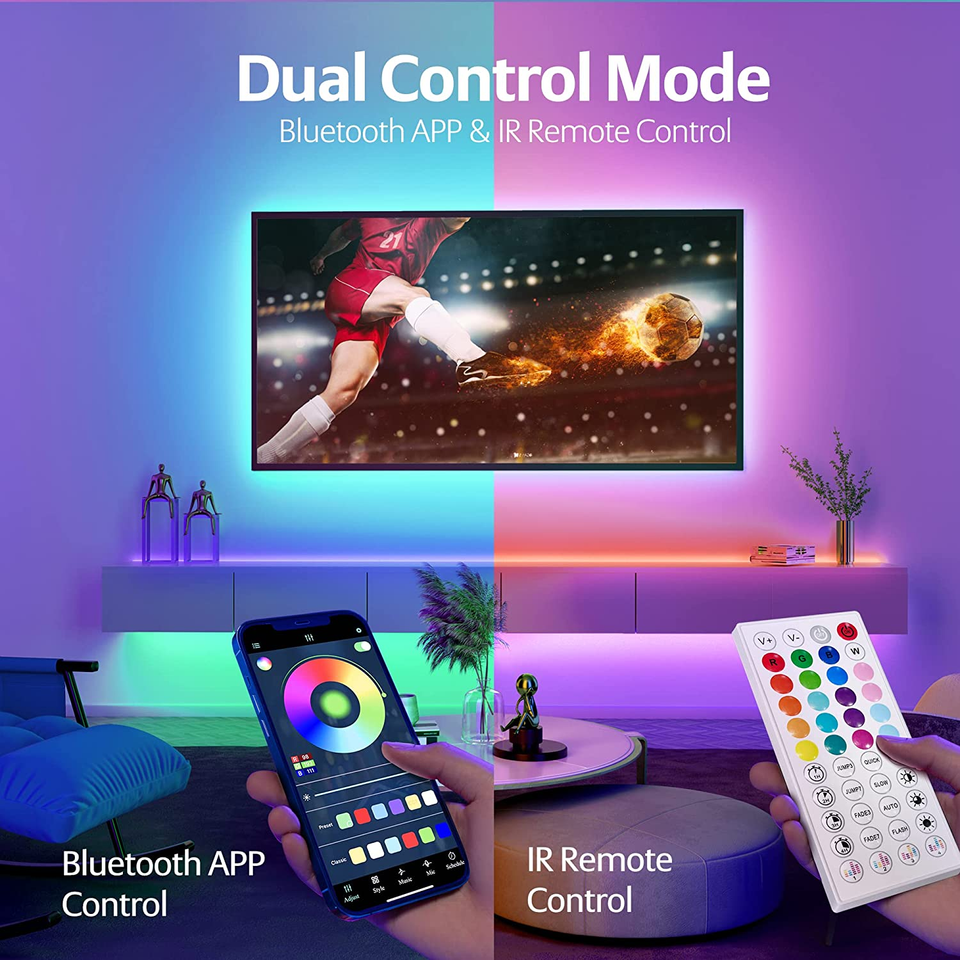 100Ft LED Strip Lights for Bedroom, Music Sync Color Changing Led ...