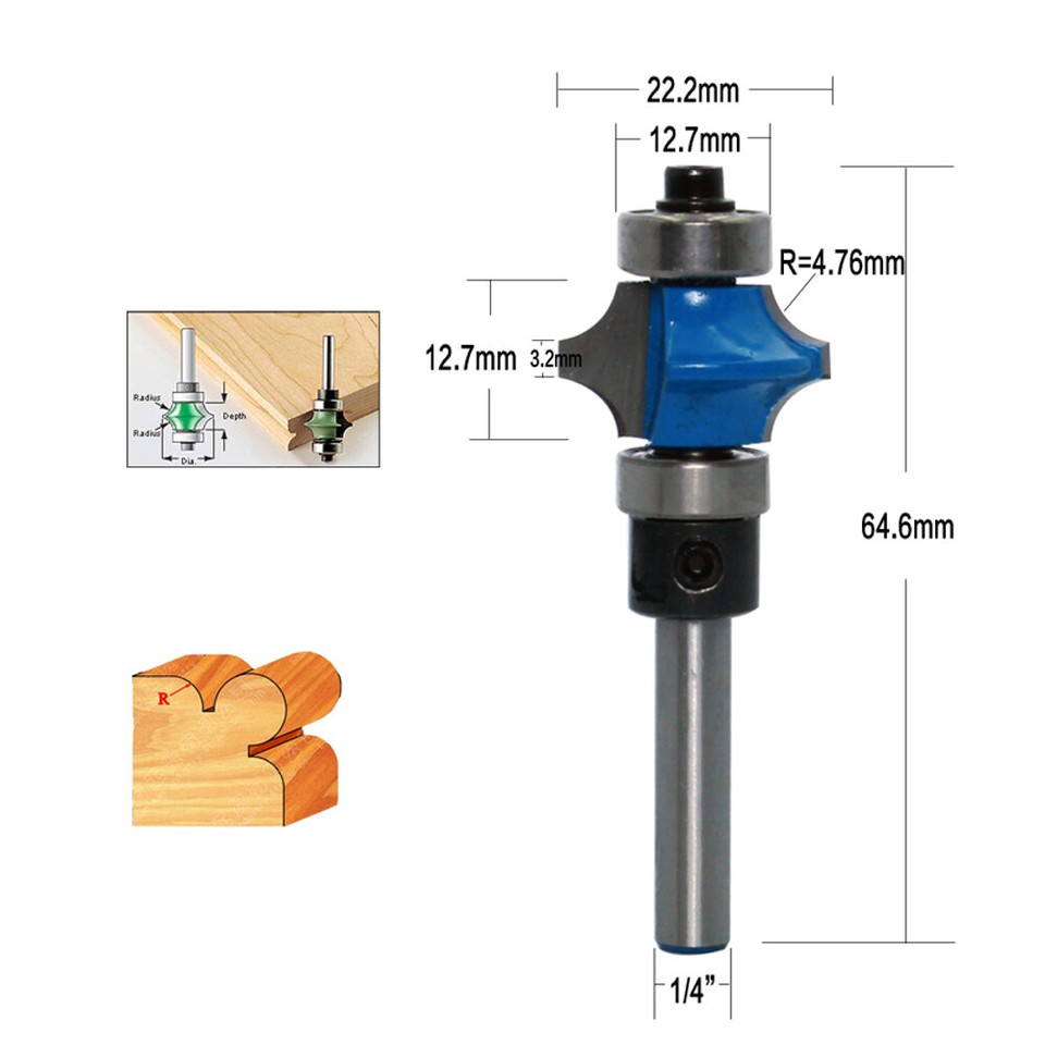 1/4" Shank Full Bead Router Bit 3/16" Radius 1/2" Cutting Length | eBay