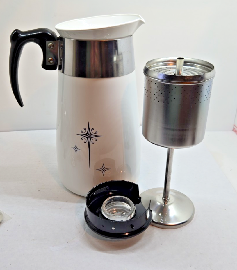 Vtg Corning Ware Starburst 8 Cup Pot W/ Internal Parts Complete Stove ...