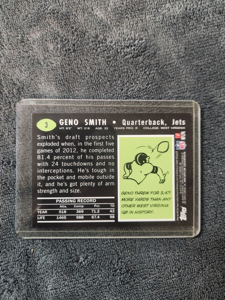 2013 Geno Smith Topps Retro Style 1969 Green Insert Card | eBay