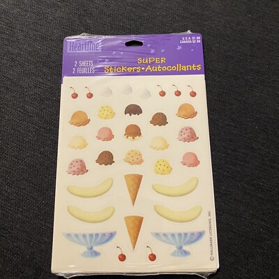 Vintage Hallmark Heartline Stickers Ice Cream Sundaes 2 Sheets Sealed ...