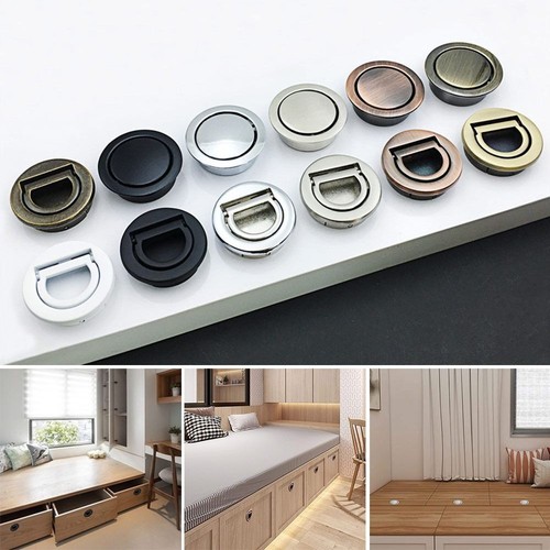Flip Hidden Door Handles Round Cabinet Handle Pull Modern Drawer Pulls ...
