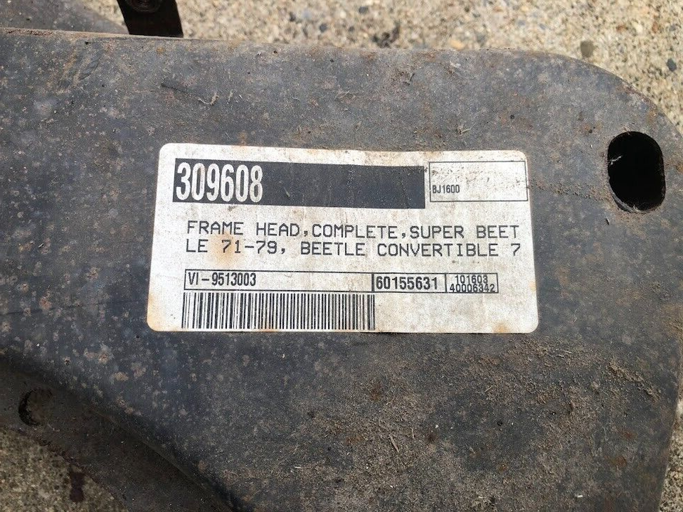 VW SUPER BEETLE FRAME HEAD NEW NEVER INSTALLED 71-79 COMPLETE UPPER AND ...