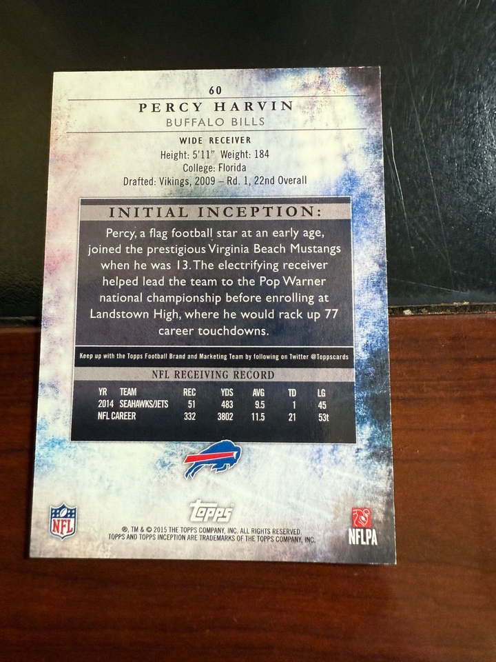2015 Topps Inception ORANGE /50 Percy Harvin #60 | eBay