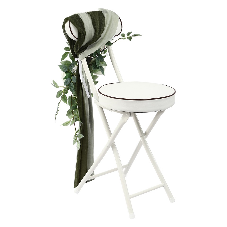 6PCS Artificial Flower with Fabric Green Ribbon Chair Cover Wedding ...