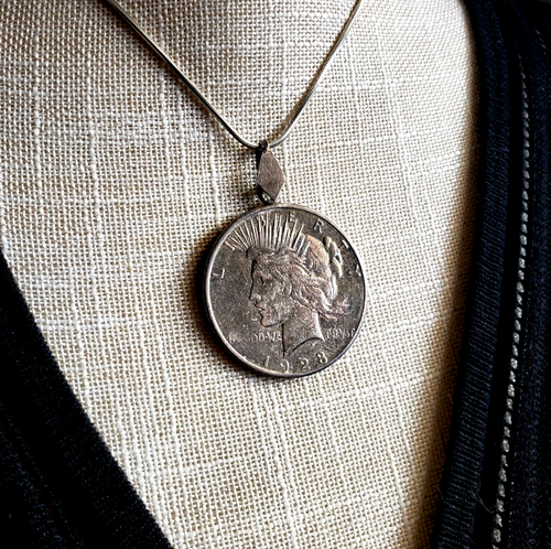 Vintage Sterling Silver Pendant 1923 Dollar Coin Solid Liberty Eagle ...