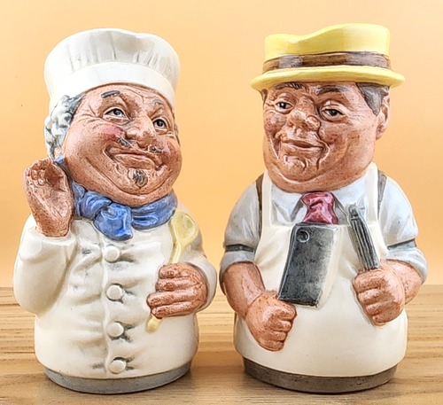 Vtg Royal Doulton Doultonville Character Toby Jug Chef (6769) + Butcher ...