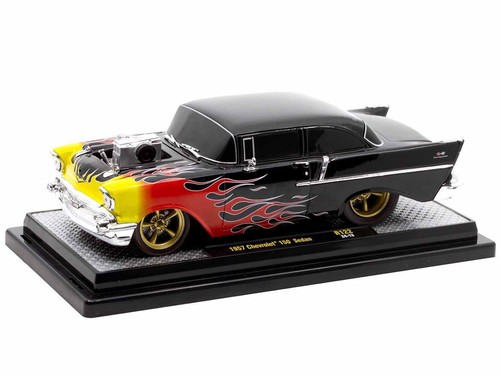 1957 Chevrolet 150 Sedan Black with Flames Graphics Limited Edition to ...