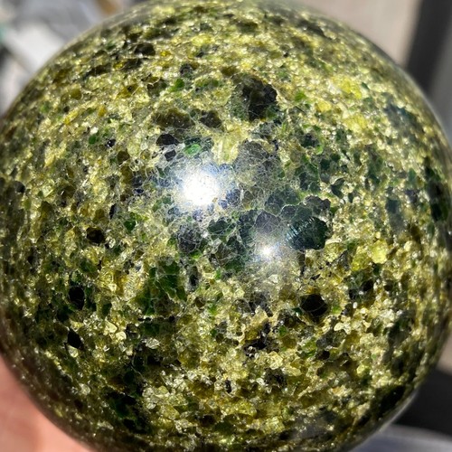 1409g Large Natural Peridot Olivine Green Gemstone Sphere Matrix ...