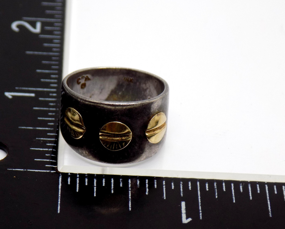 C^A Charles Addison Canada Sterling Silver 18k solid gold Ring sz 7.75 ...