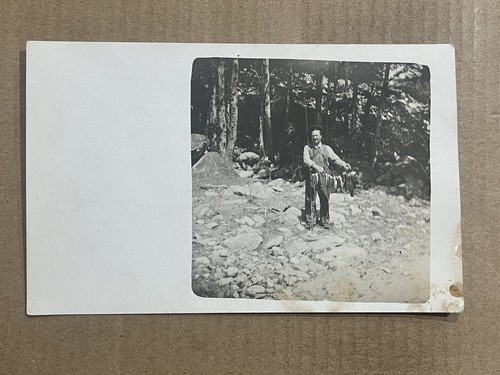 Postcard RPPC Man Fishing Stringer Of Fish Catch Shore Vintage Real ...