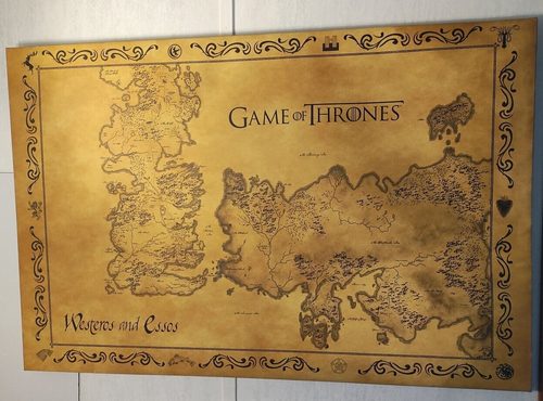 Map of Westeros & Essos Game of Thrones 24x36 Large On Canvas Wall Art ...