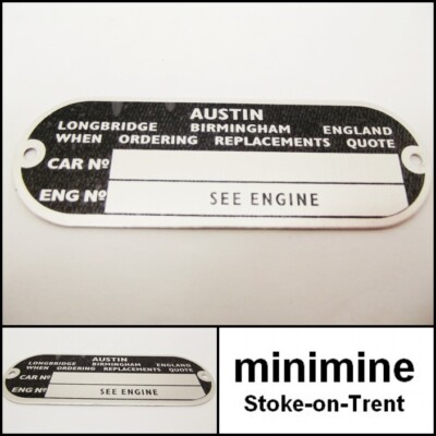 Classic Mini Chassis Plate Austin EARLY morris leyland bmc cooper rover ...