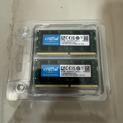Crucial RAM 64GB Kit (2X32Gb) DDR4 3200Mhz CL22 (Or 2933Mhz or 2666Mhz ...