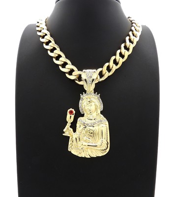 NEW SANTA BARBARA PENDANT WITH 11mm 18" CUBAN CHAIN | eBay
